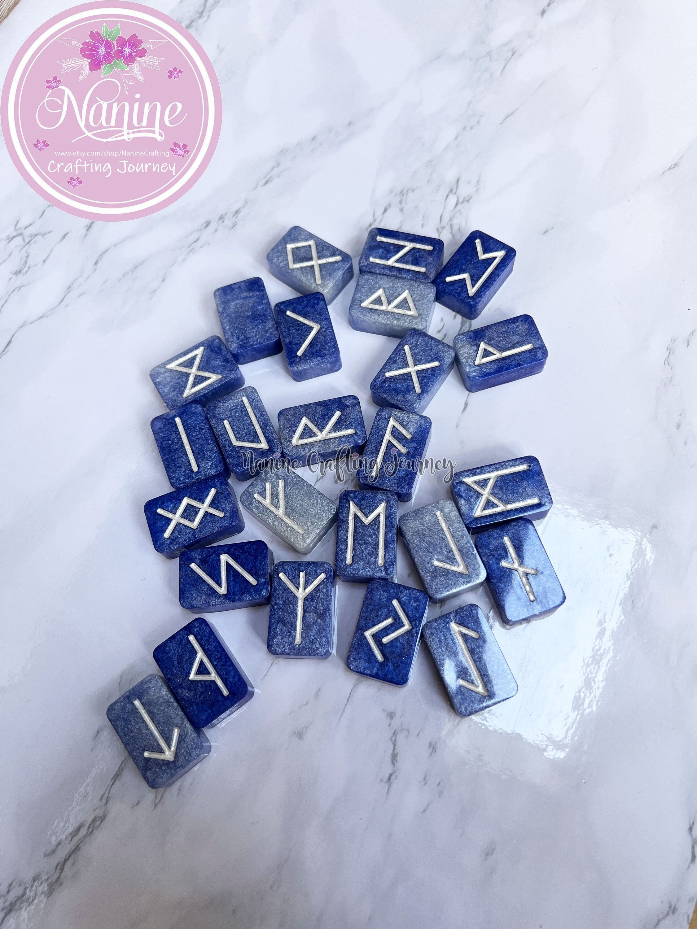 Frosted Blue Runes Elder Futhark Runes Norse Pagan Runes - Etsy