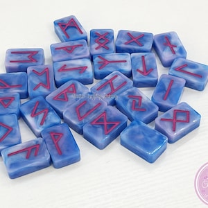 Baby Blue Resin Runes and Hot Pink Inlay | Elder Futhark Runes | Norse ...