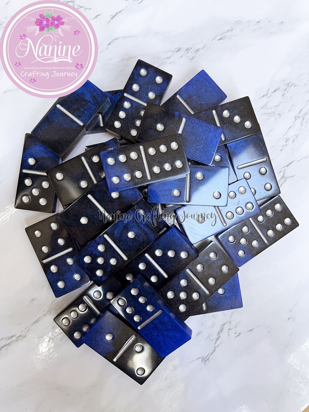 Black and Blue Dominoes Set With Box | 28 Piece Set | Game Night ...