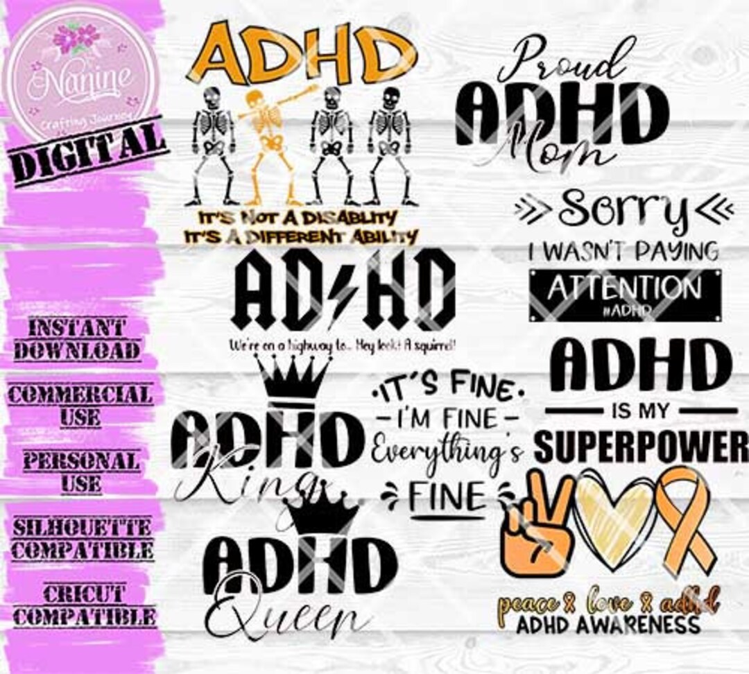 Bundle ADHD Svg Png Files Quote SVG Cut File Cricut - Etsy