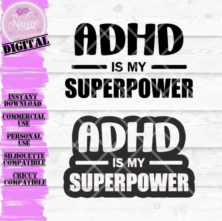ADHD is My Superpower SVG and Offset Quote SVG Cut File - Etsy UK