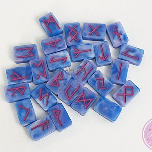 Baby Blue Resin Runes and Hot Pink Inlay | Elder Futhark Runes | Norse ...