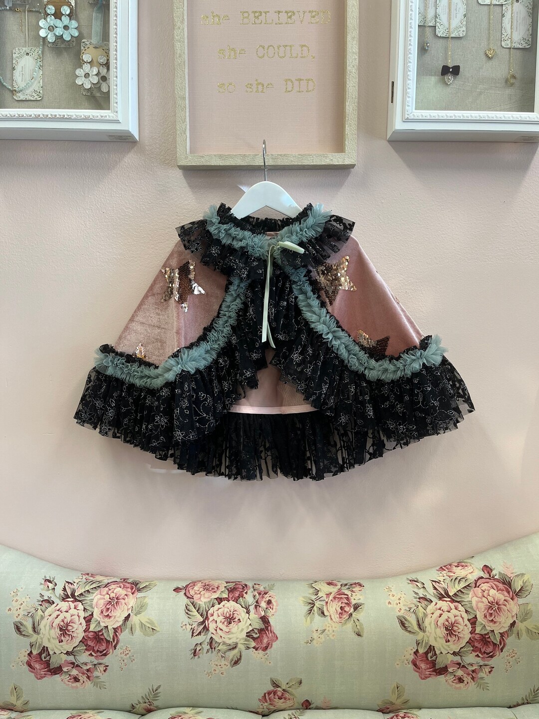 Sage Green / Pink / Black Wizard Witch Cape Photo Prop / Wedding Cape ...