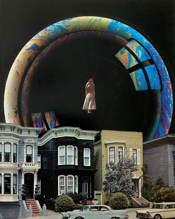 Paper Collage Original Art She Lived in a Bubble by Okay | Etsy