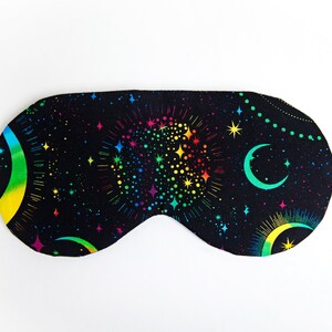 Celestial Moon Sleep Mask, Black Rainbow, Crescent Moon, Stars Sleeping ...
