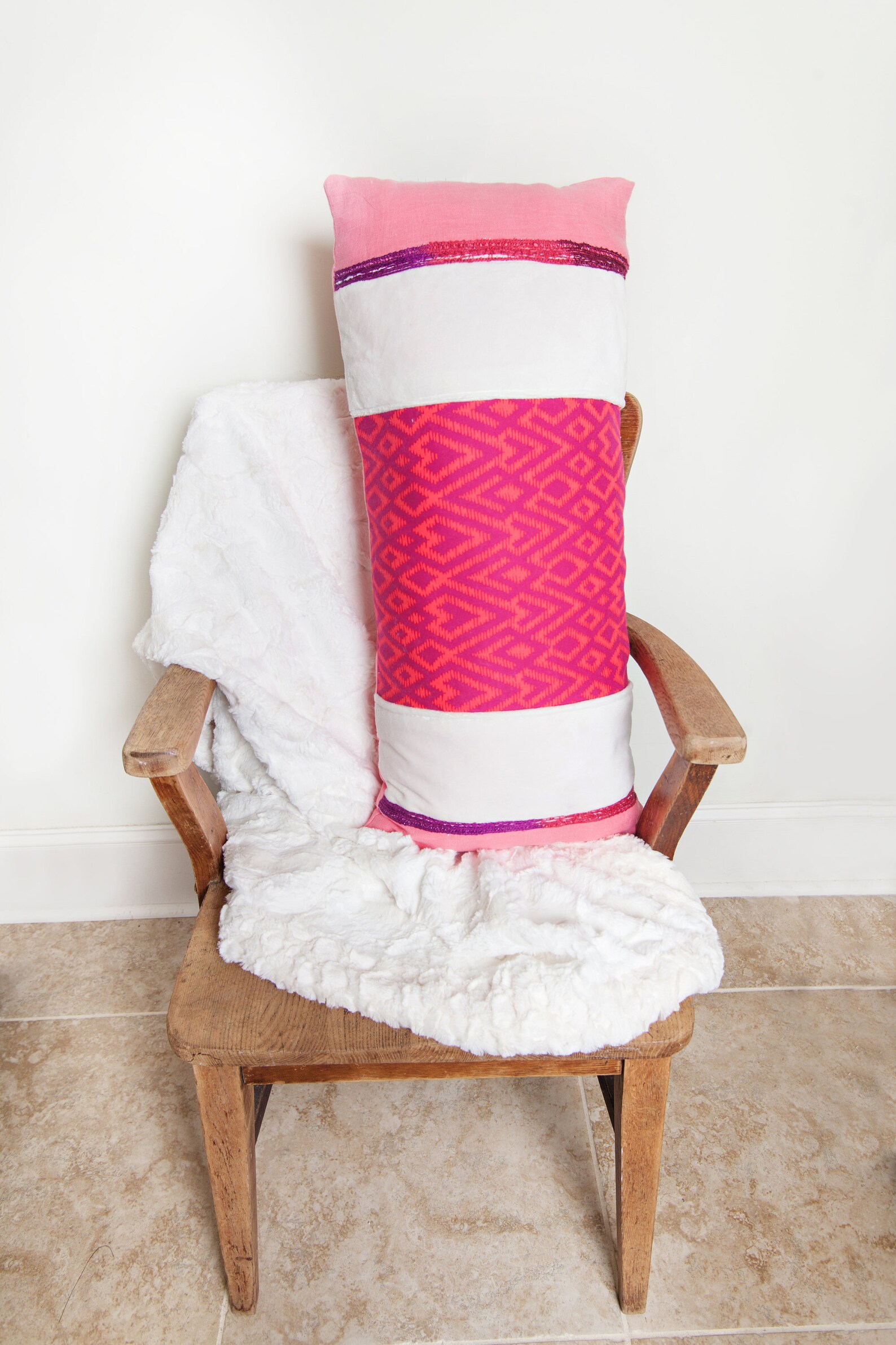 Bright Pink Bedroom Pillow Long Pillow Lumbar Boho Body - Etsy
