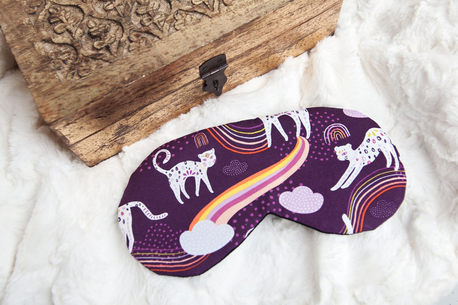 Sleeping Eye Mask Cat Rainbow Sleep Mask Spirit Animal Cat - Etsy