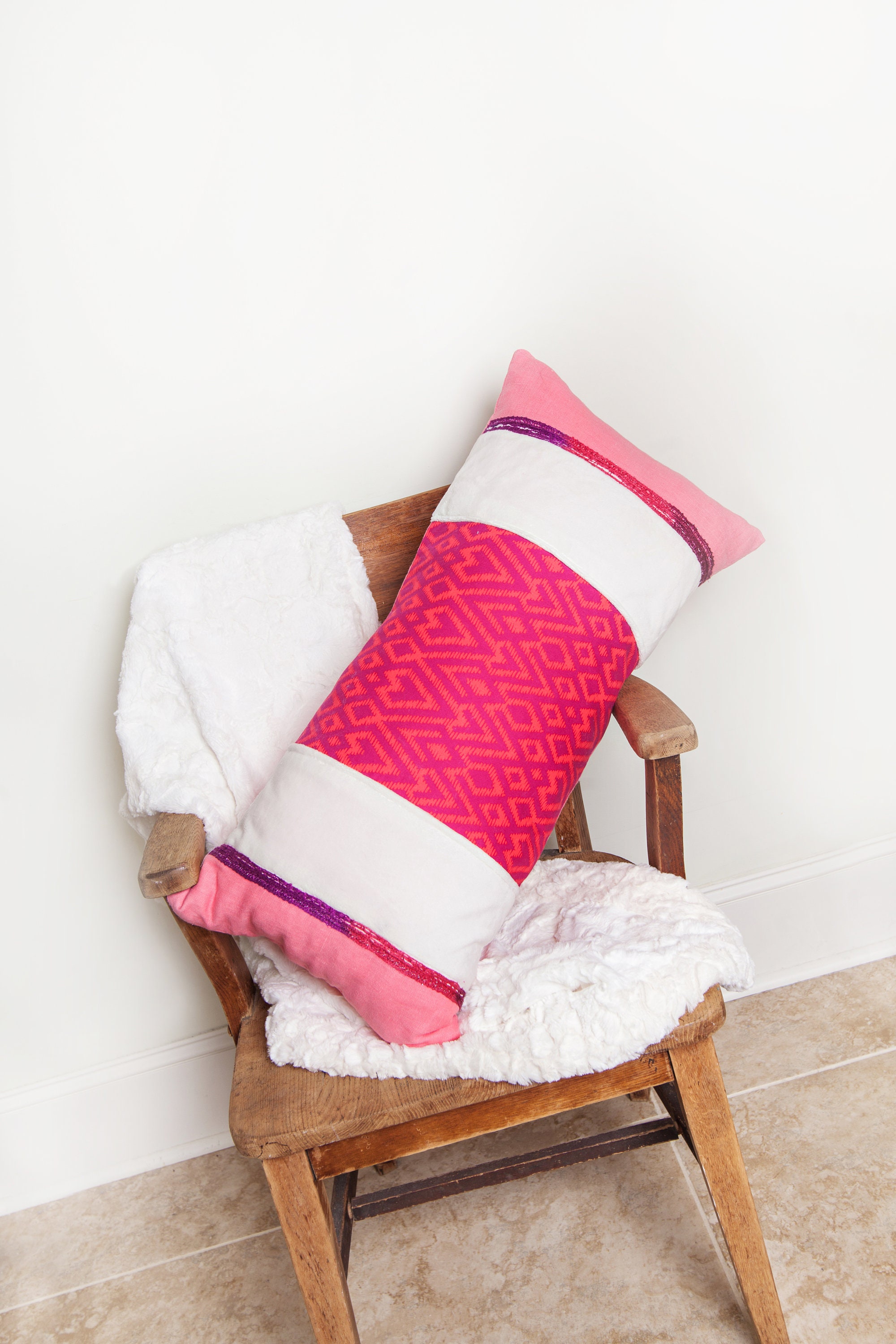 Bright Pink Bedroom Pillow Long Pillow Lumbar Boho Body - Etsy
