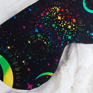 Celestial Moon Sleep Mask, Black Rainbow, Crescent Moon, Stars Sleeping ...