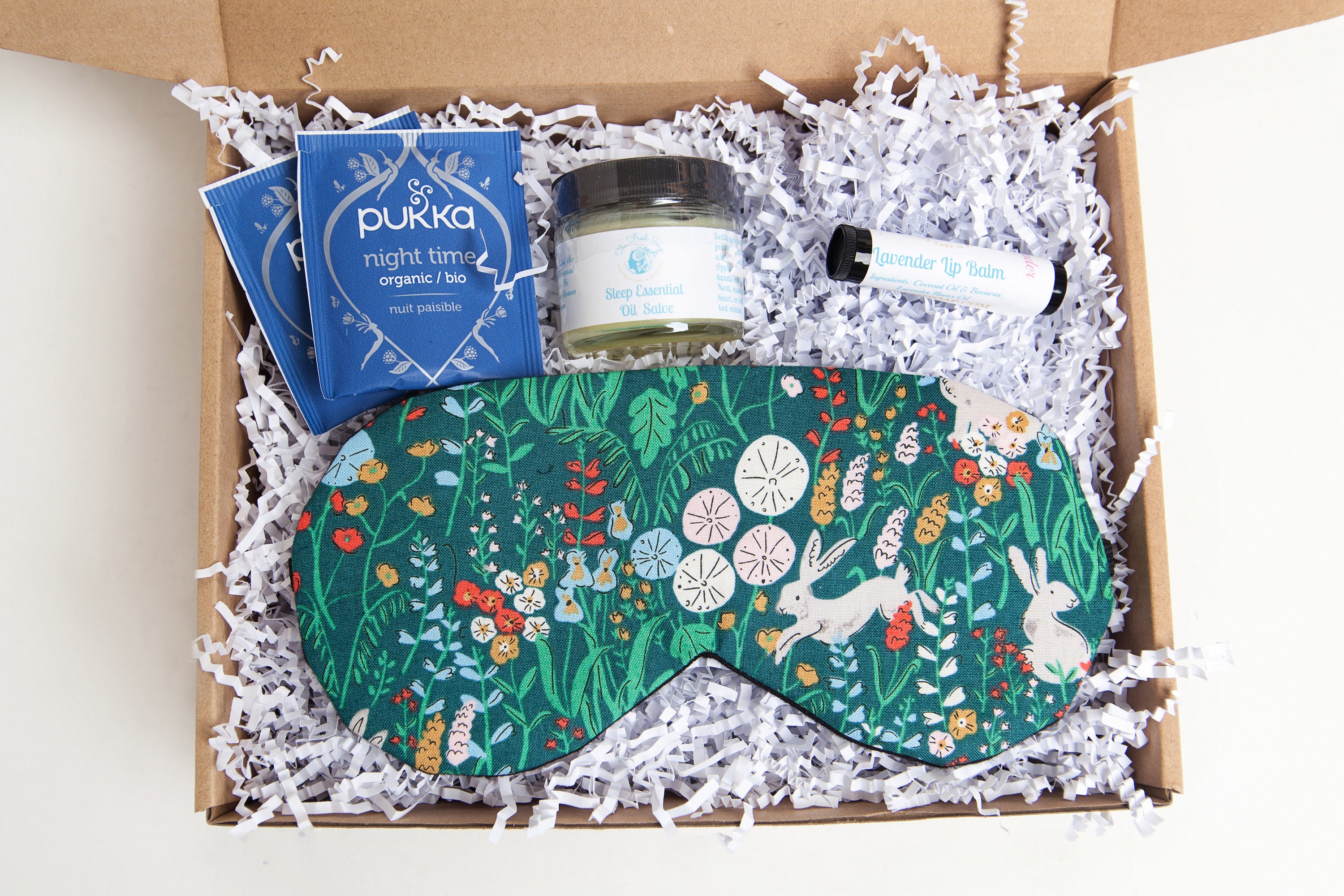 Organic Sleep Mask Set, Custom Self Care Gift Box, Lavender Sleep Gift ...
