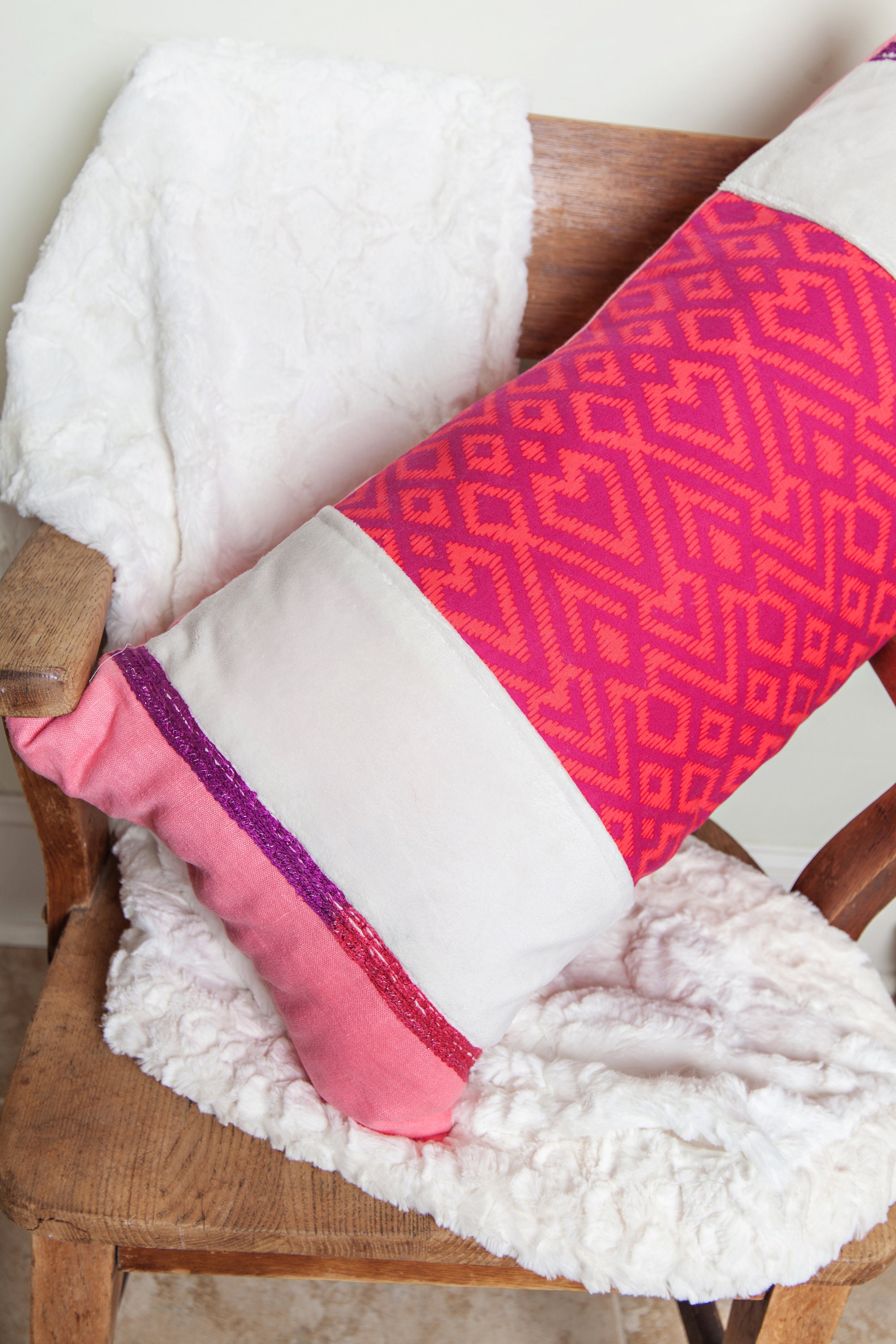 Bright Pink Bedroom Pillow Long Pillow Lumbar Boho Body - Etsy