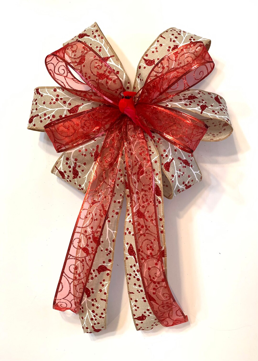 TAN RED CARDINAL Bow - Etsy