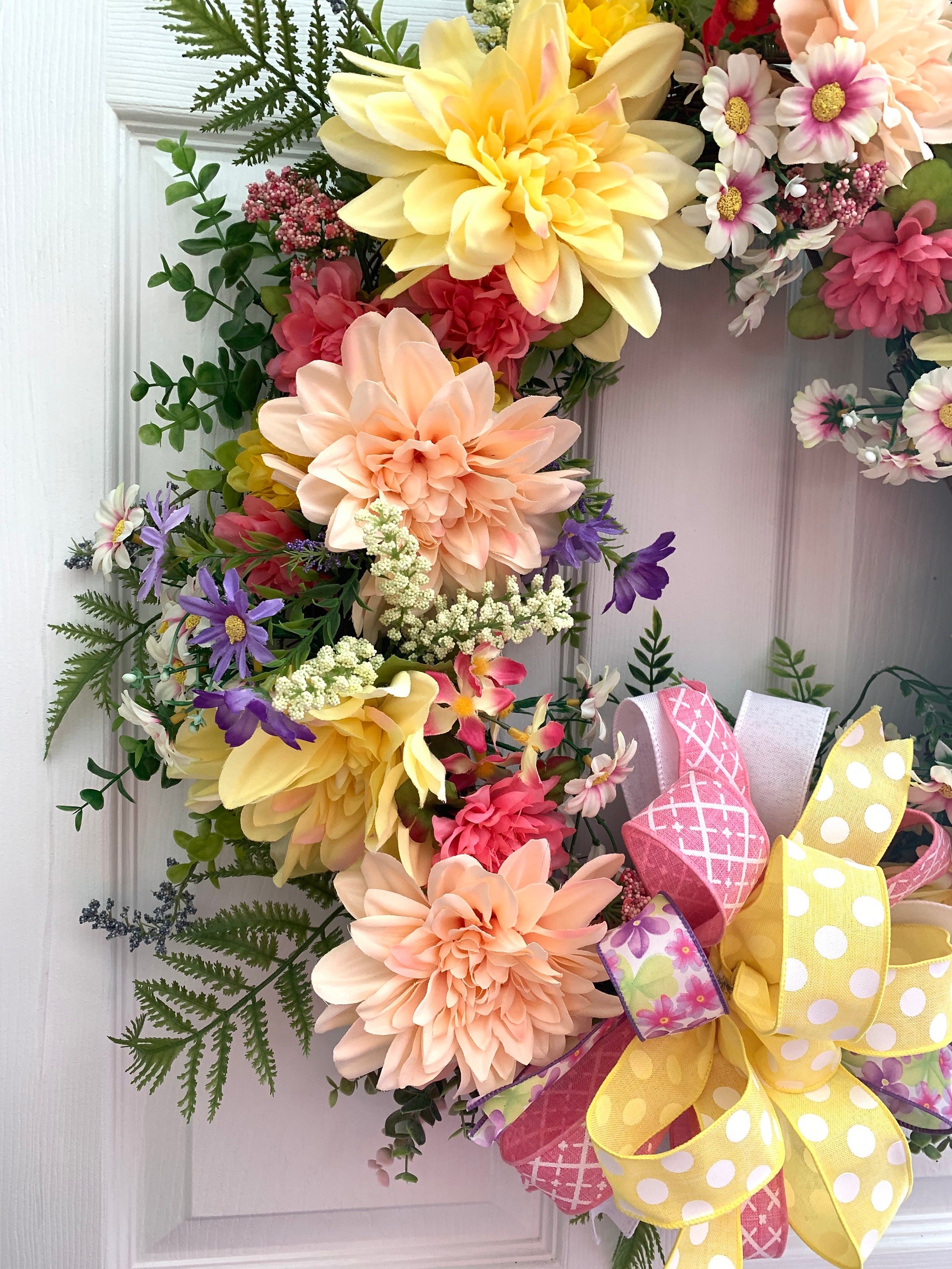 SPRING SUMMER FLORAL Wreath Front Door Grapevine | Etsy