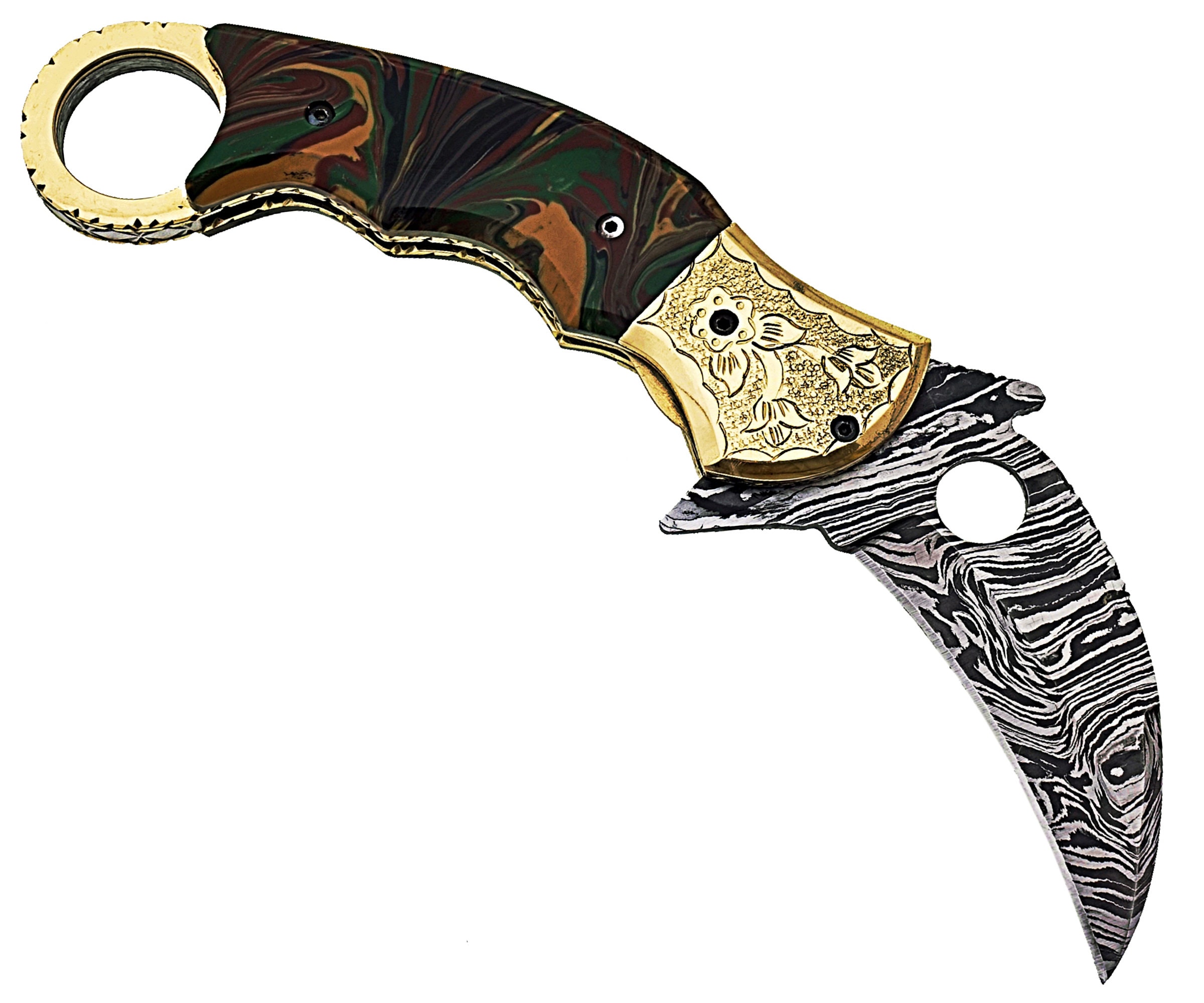 EPOXY RESIN KNIFE Karambit Knife Survival Engraved Japanese | Etsy