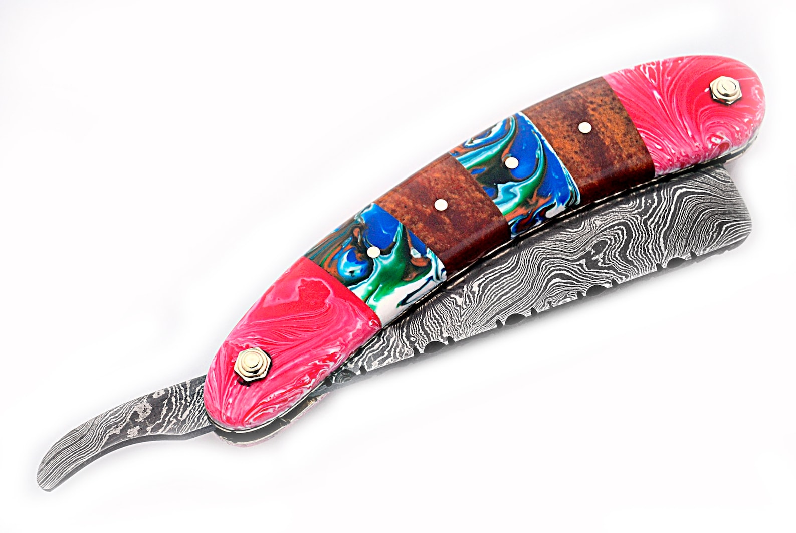 Damascus Steel Handmade 11 Folding Pocket Razor Barber - Etsy