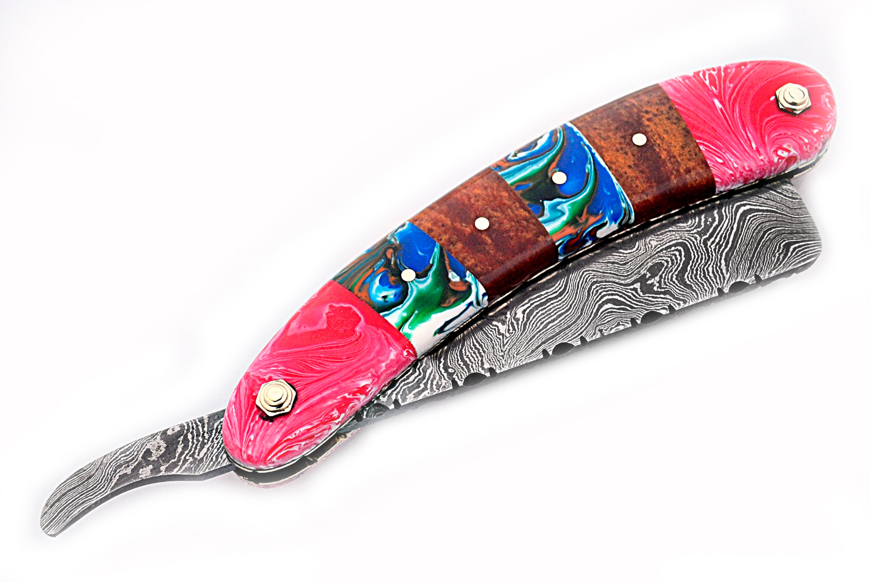 Damascus Steel Handmade 11 Folding Pocket Razor Barber - Etsy