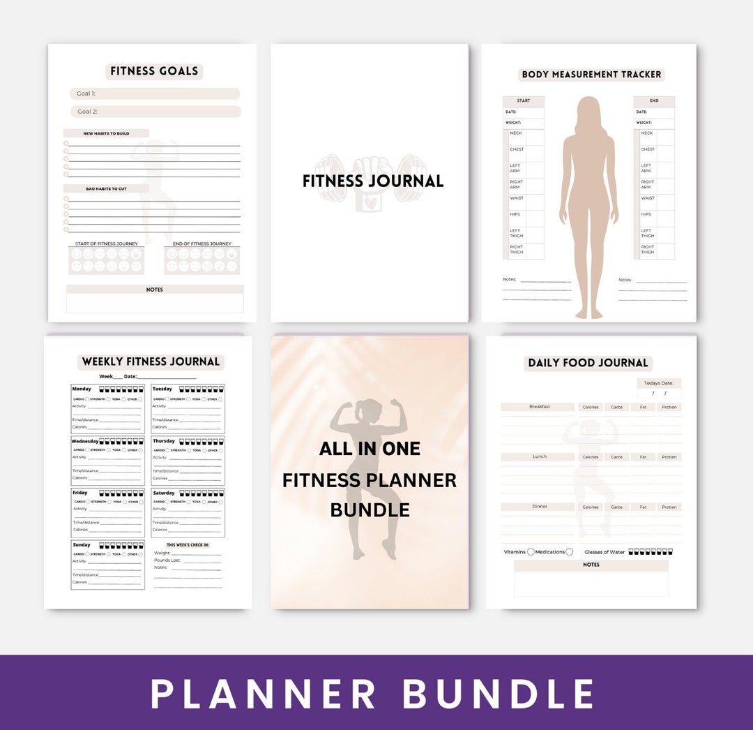 Printable Health and Fitness Planner Bundle, Fitness Journal, Diet ...