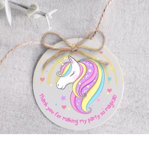 Unicorn Favor Tags, Treat Tags, Bag Labels, Thank You Tags, Unicorn ...