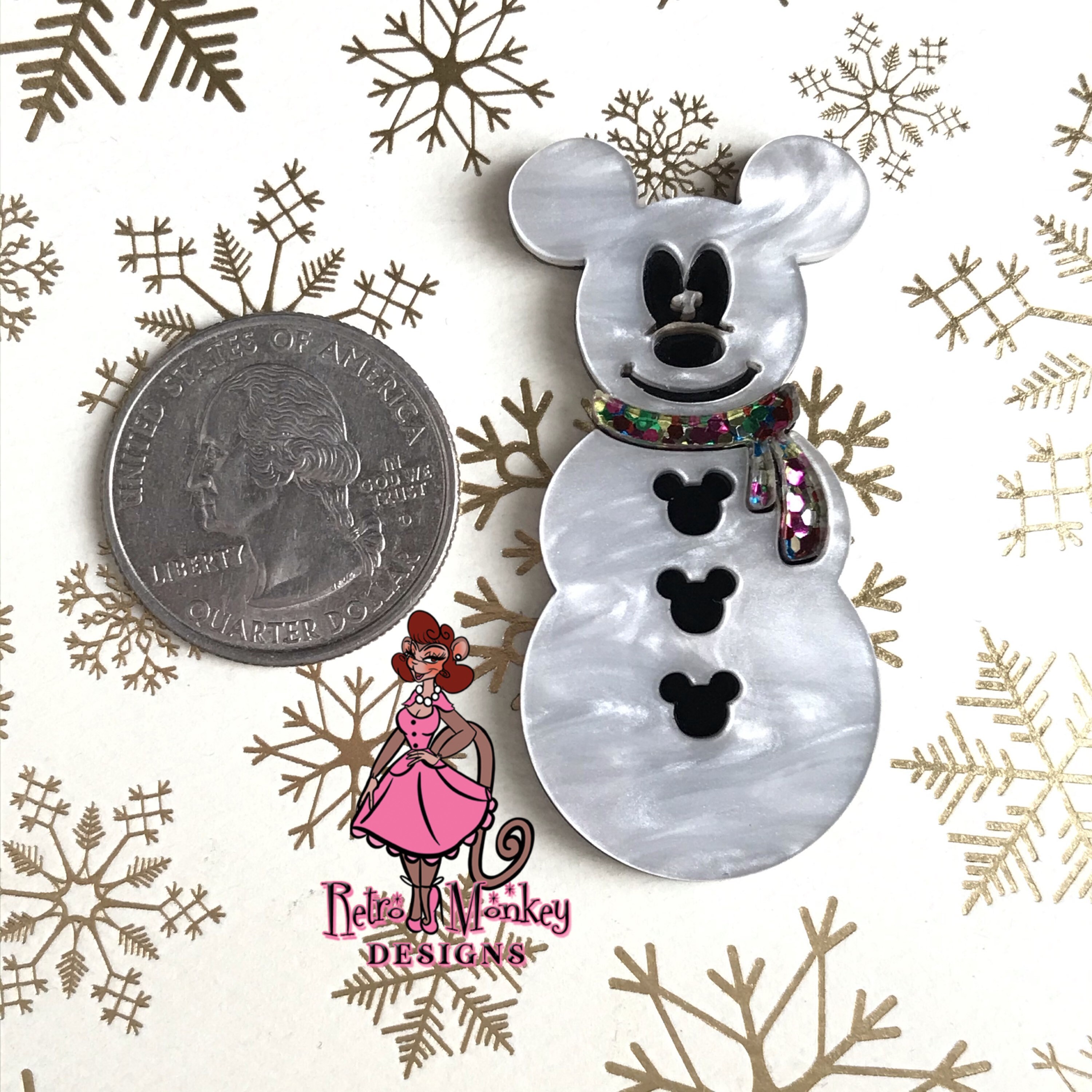 Mini Mickey Snowman Disney Retro Vintage Mid-century Inspired Acrylic ...