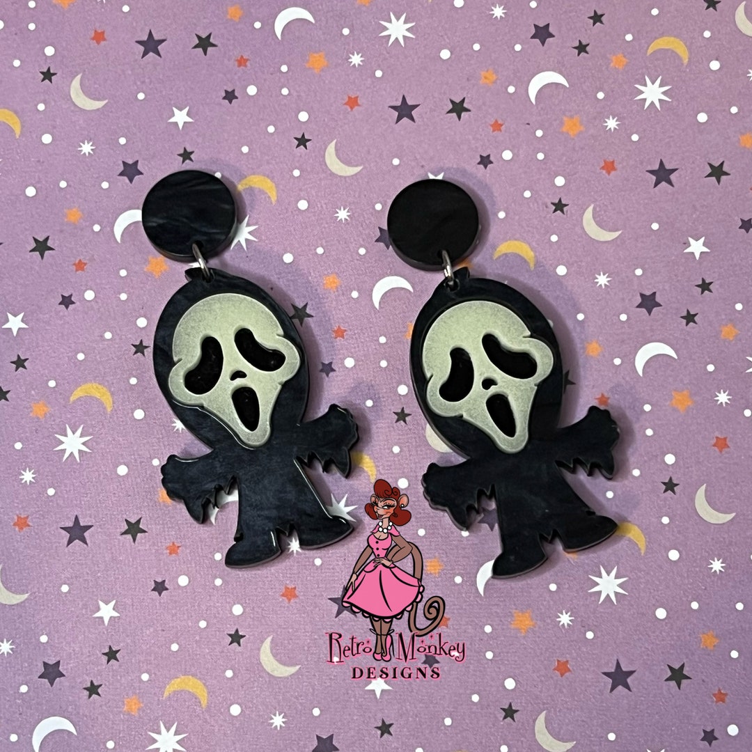 Glow in the Dark Spooky Baby Ghost Face Inspired Statement Dangle ...
