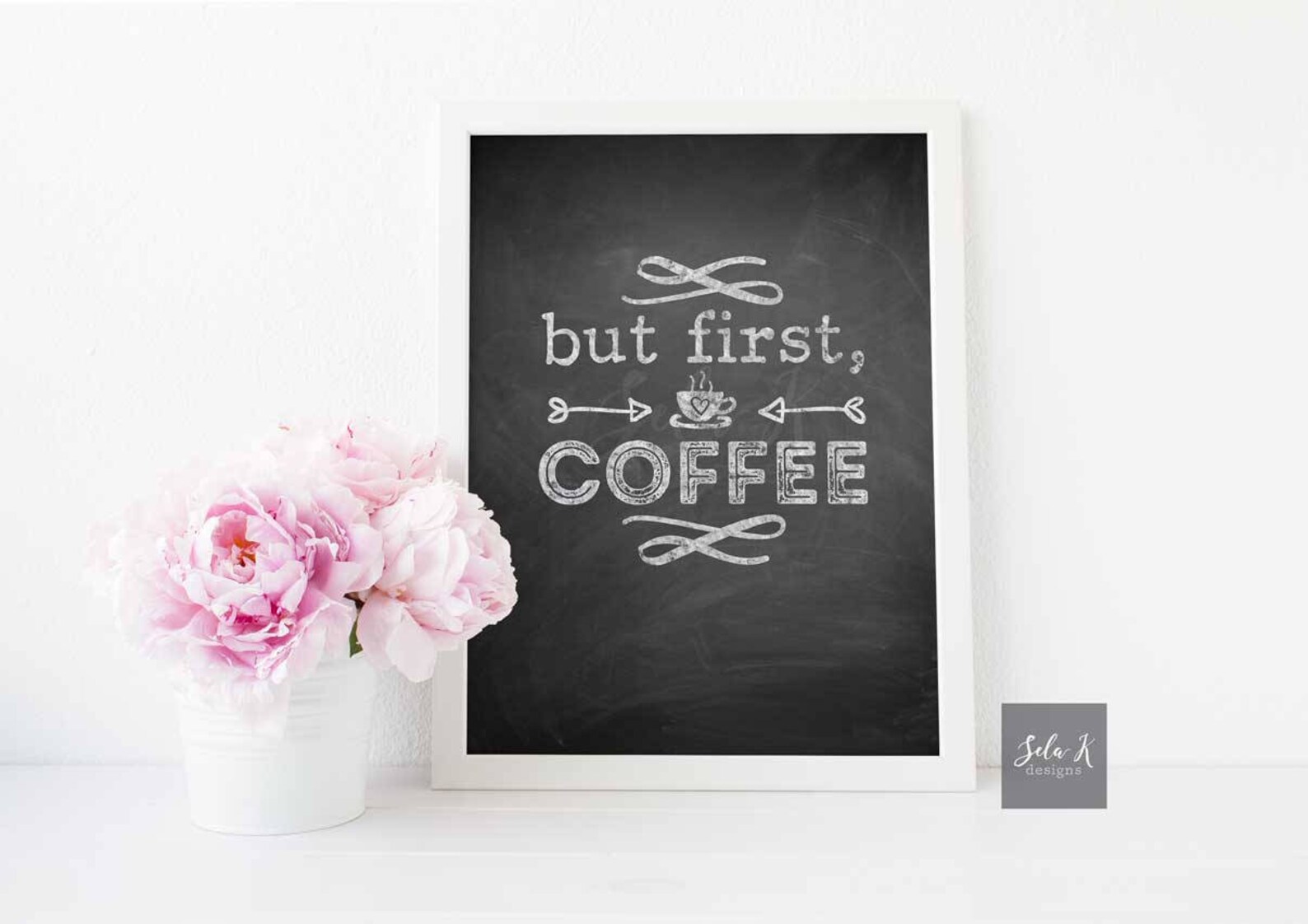 But First Coffee Quote Chalkboard Poster Printable Digital Download ...