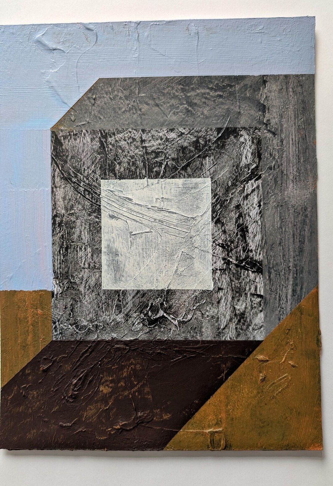 Gray Cube – Original Minimalist Abstract Painting, Textured Acrylic on ...