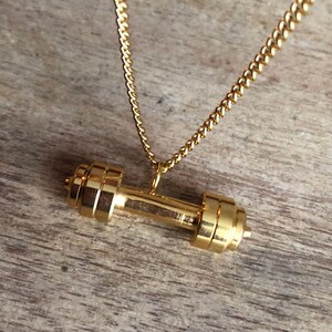 Gym Jewelry, Gold Dumbbell Necklace, Fitness Jewelry, Crossfit Pendant ...