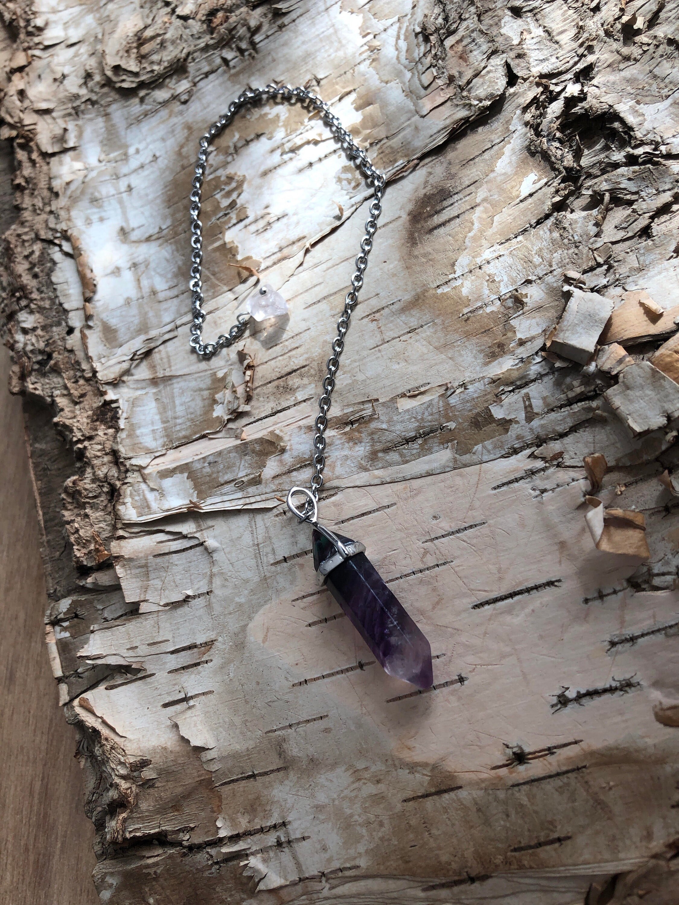 Crystal Pendulum Purple Fluorite Pendulum Rose Quartz | Etsy