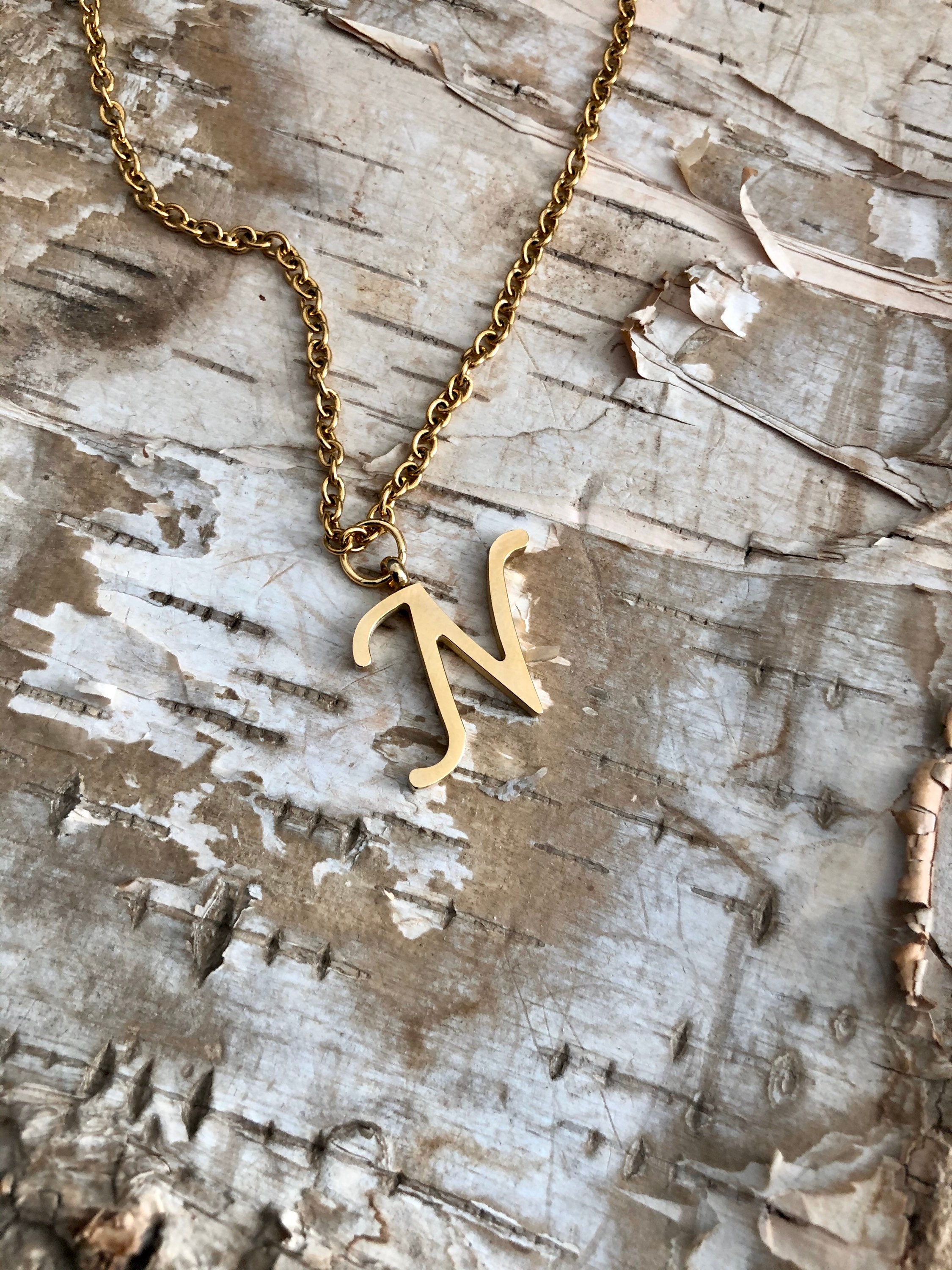 Initial N Necklace, Monogram Necklace, Letter N, Name Necklace, Letter ...