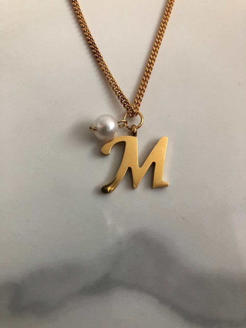 Initial M necklace monogram necklace letter M name | Etsy