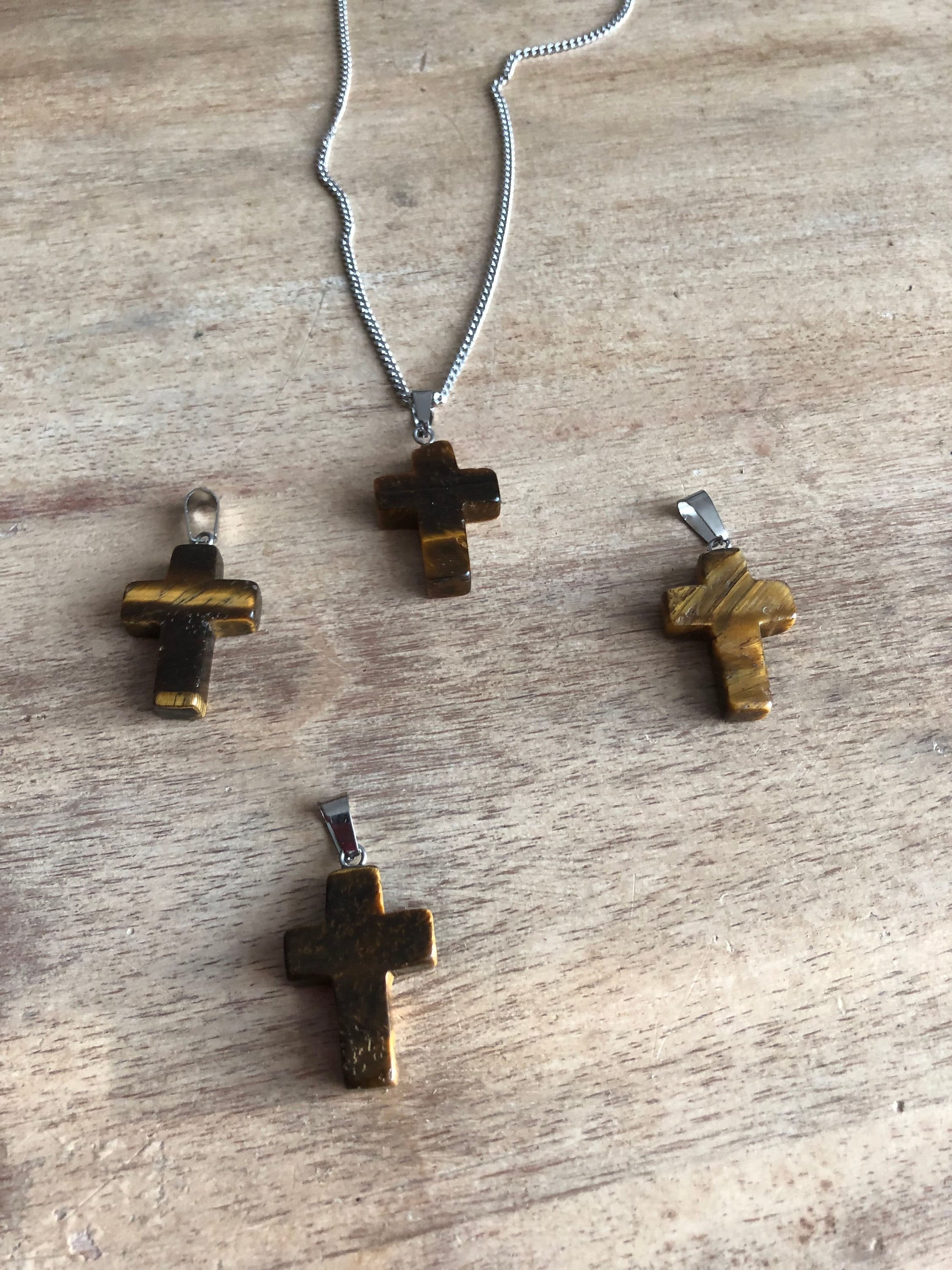 Tiger Eye Cross Necklace Healing Crystal Necklace Cross - Etsy