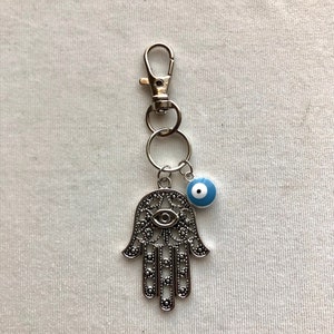 Hamsa Hand Keychain, Evil Eye Key Chain, Protection Keychian ,hand of ...