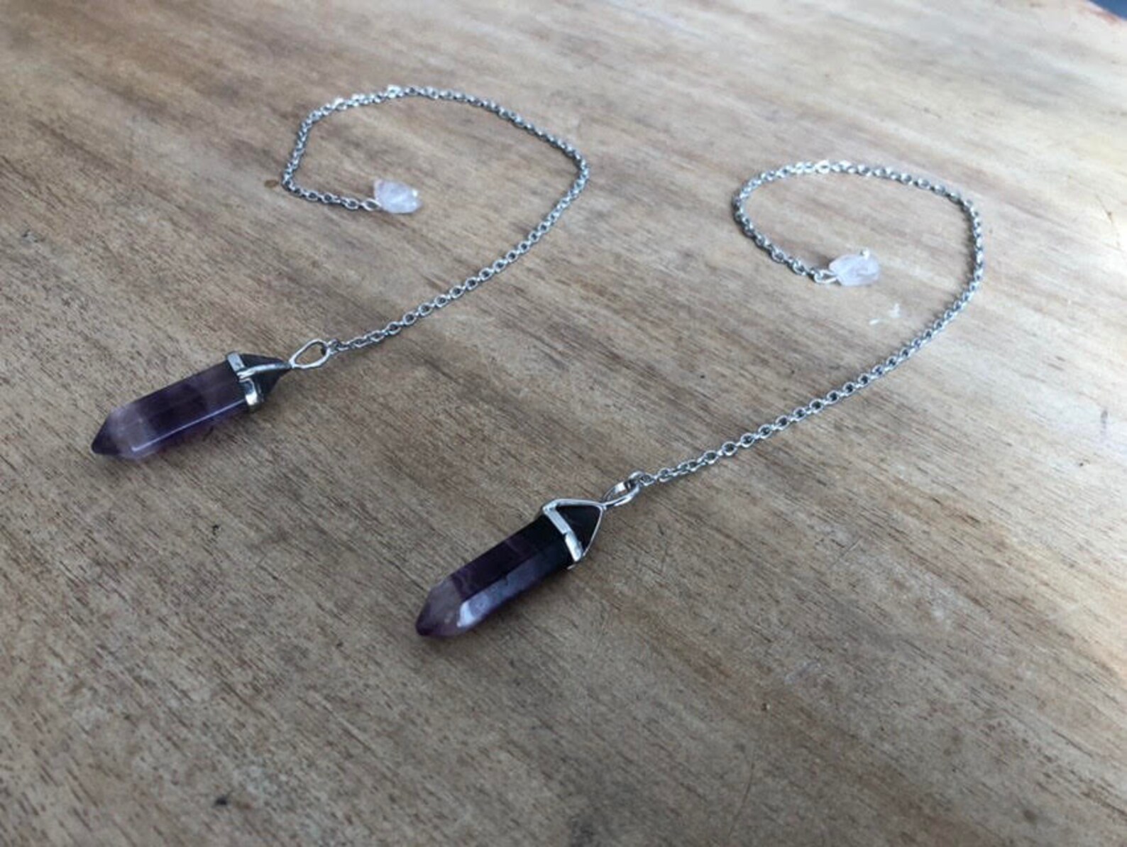Crystal Pendulum, Purple Fluorite Pendulum, Rose Quartz Crystal, Chakra ...