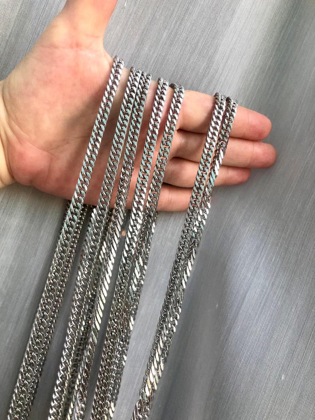 Stainless Steel Cuban Link Chain, Chunky Curb Chain, Jewelry Making, 5 ...