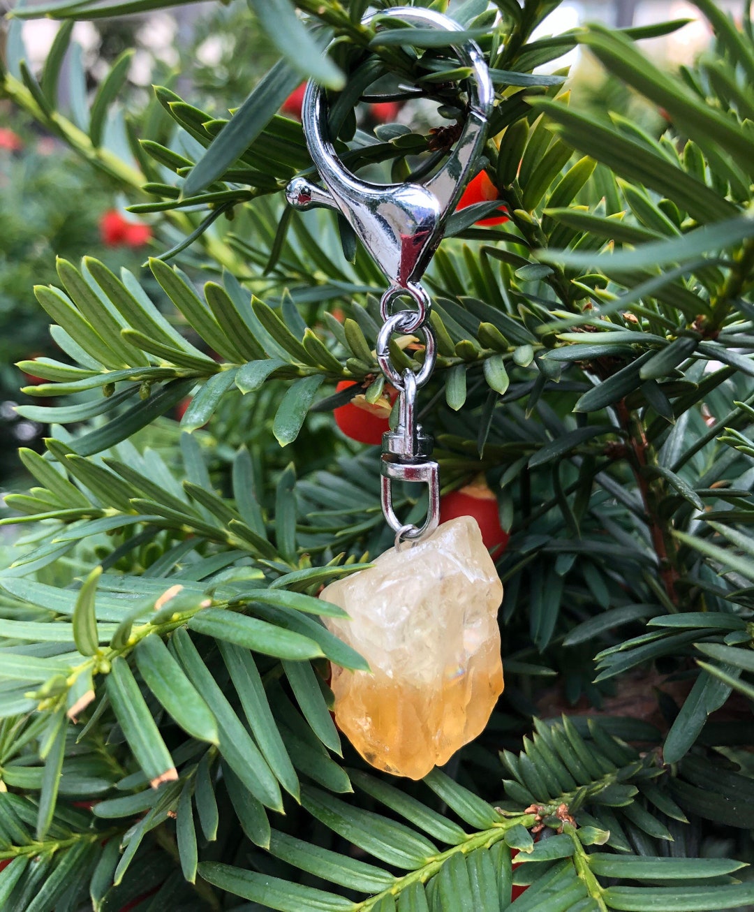 Citrine Key Chain, Raw Crystal, Protection Keychian, Gemstone Keychain ...