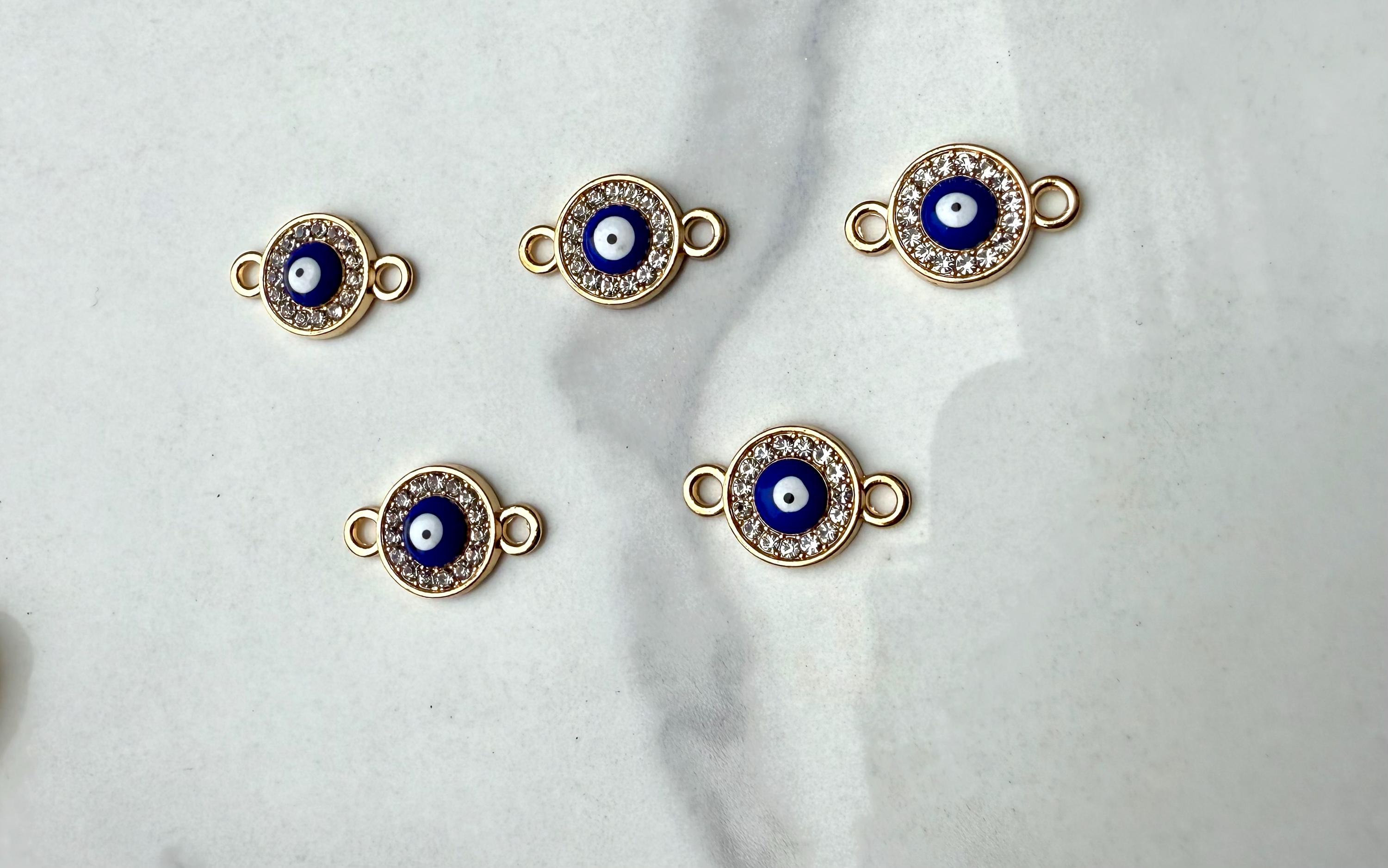 Evil Eye Connector, Evil Eye Charm, Rhinestone, Enamel Evil Eye Charm ...