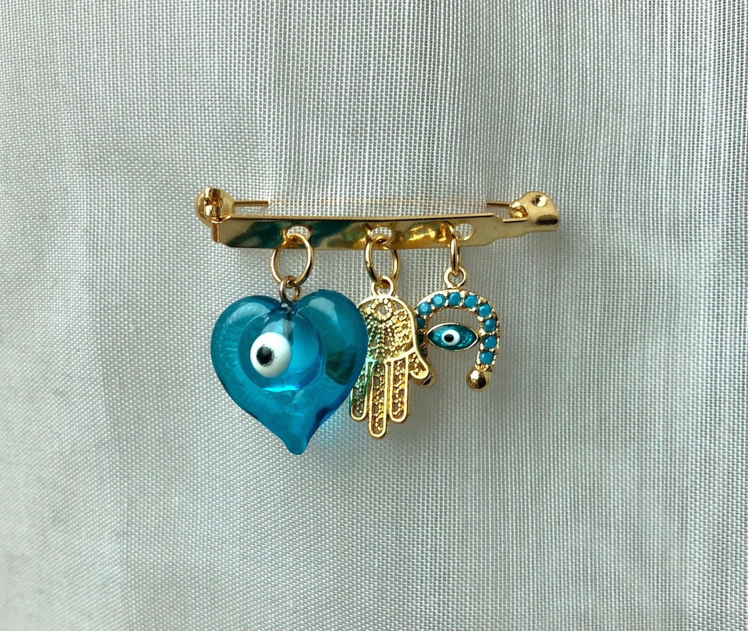 Stroller Pin, Jewish Baby Jewelry, Baby Evil Eye Pin, Star of David ...