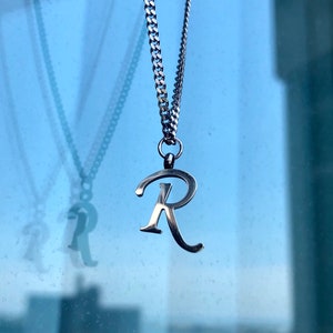 Letter R Necklace, Silver Monogram Necklace, Monogram Necklace ...