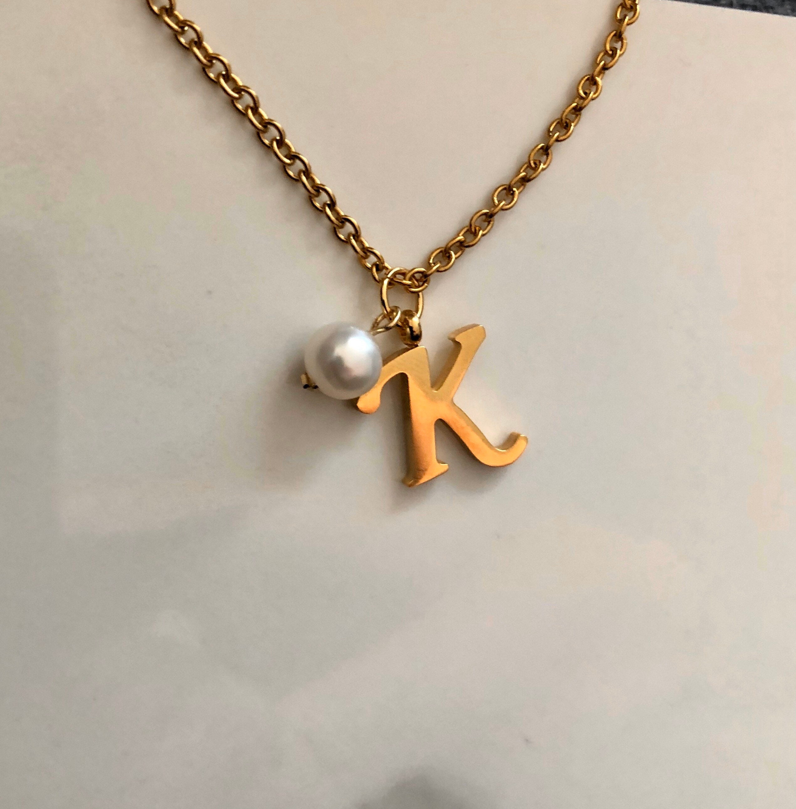 Letter K Necklace Gold Monogram Necklace Name Necklace | Etsy