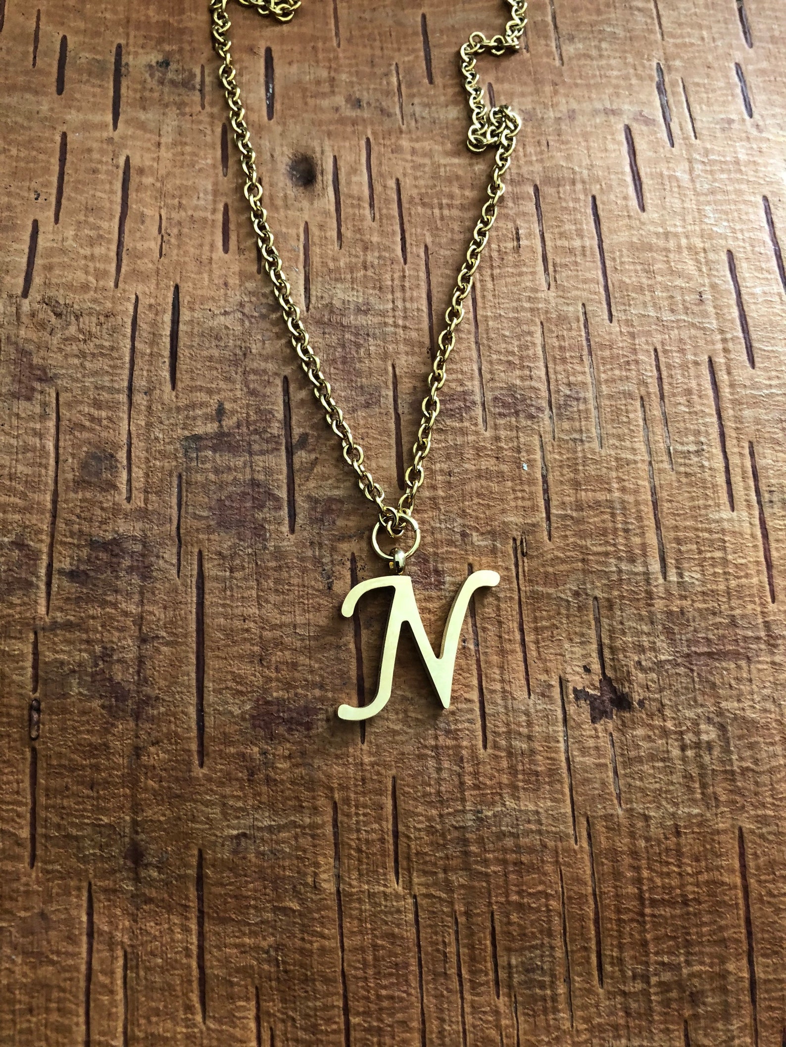Initial N necklace monogram necklace letter N name | Etsy
