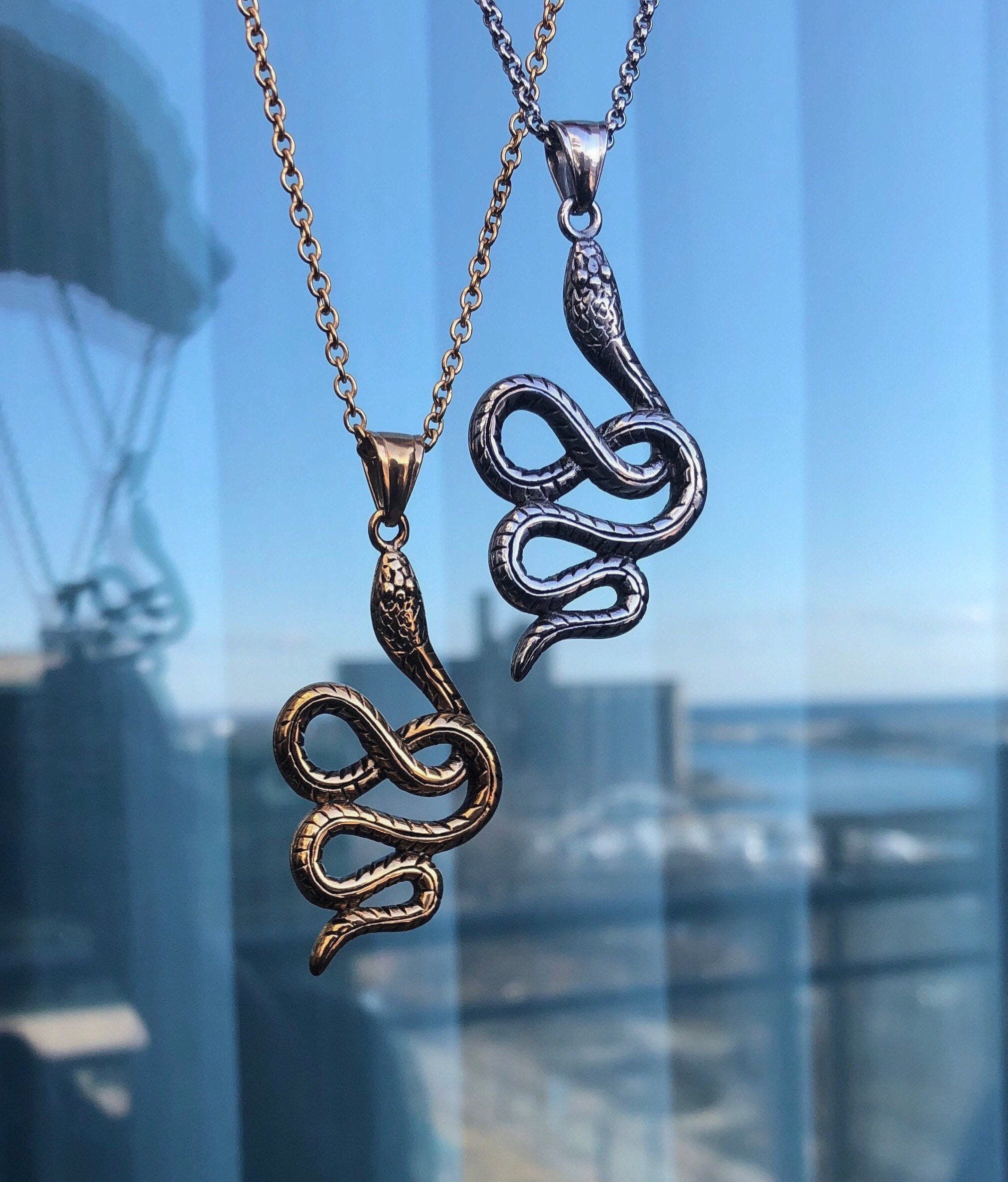 Snake Necklace Snake Jewelry Reptile Pendant Gothic - Etsy