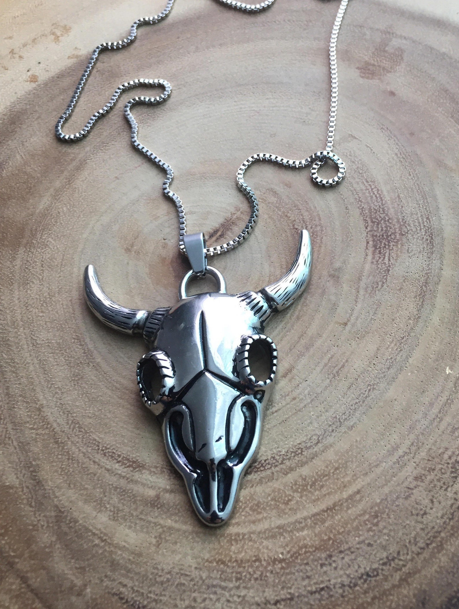 Cowboy Necklace Skull Jewelry Bull Head Skull Necklace Mens | Etsy