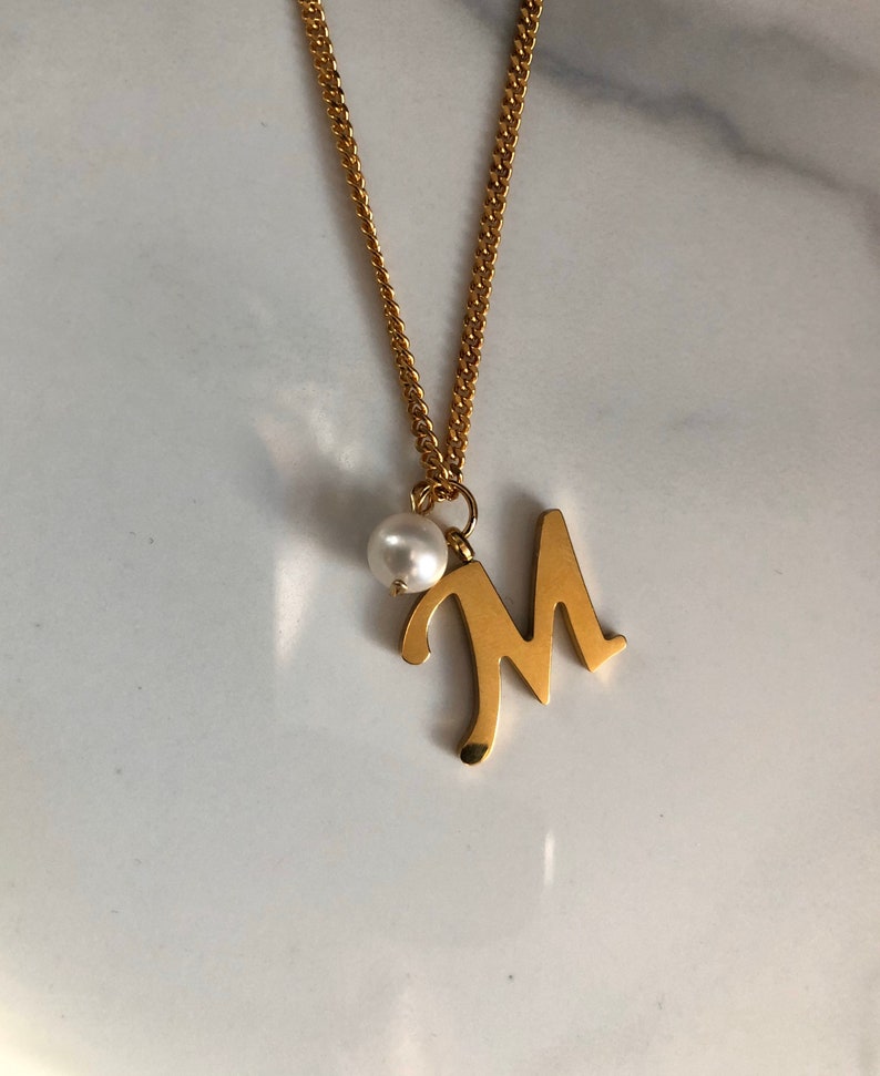 Initial M necklace monogram necklace letter M name | Etsy