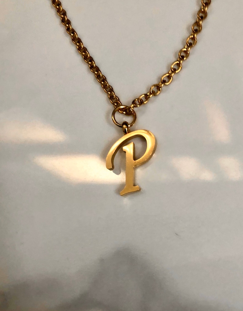 Initial P necklace monogram necklace letter P name | Etsy