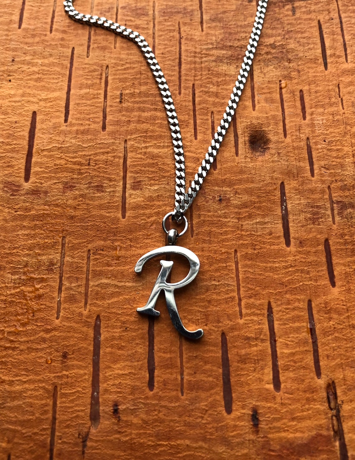 Letter R Necklace Silver Monogram Necklace Monogram | Etsy