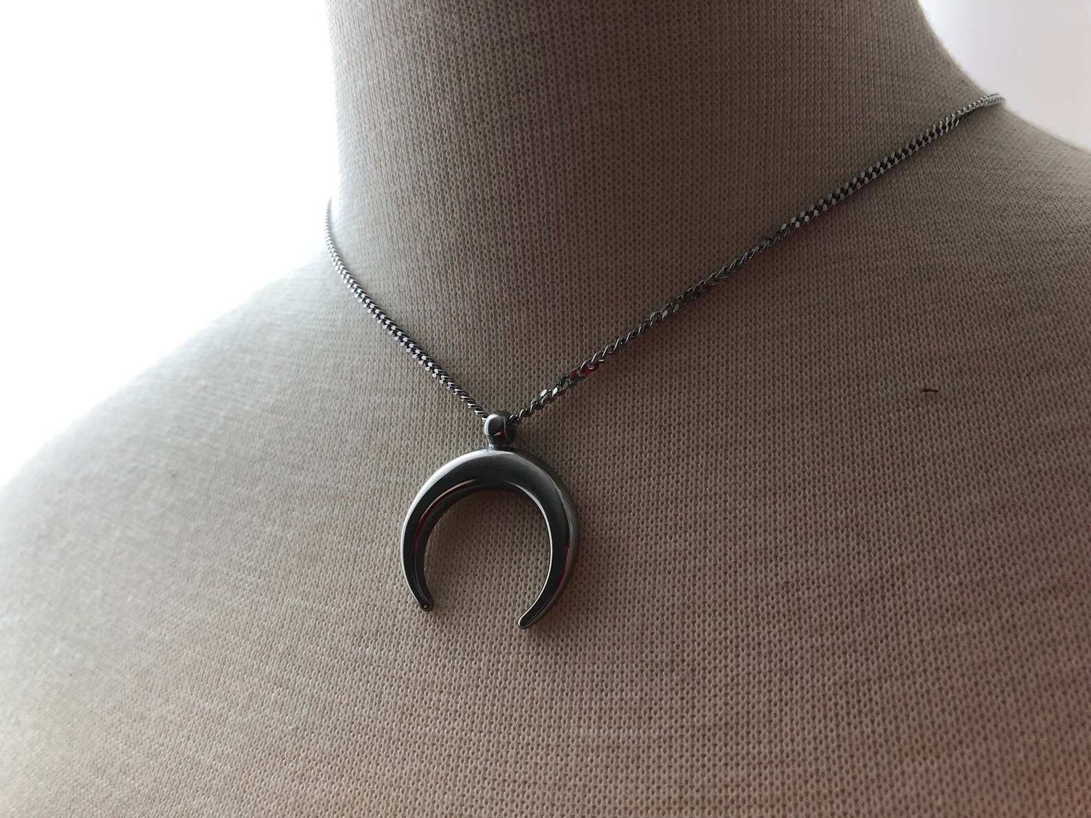 Crescent Moon, Horn Pendant, Men's Jewelry, Double Horn, Moon Charm ...