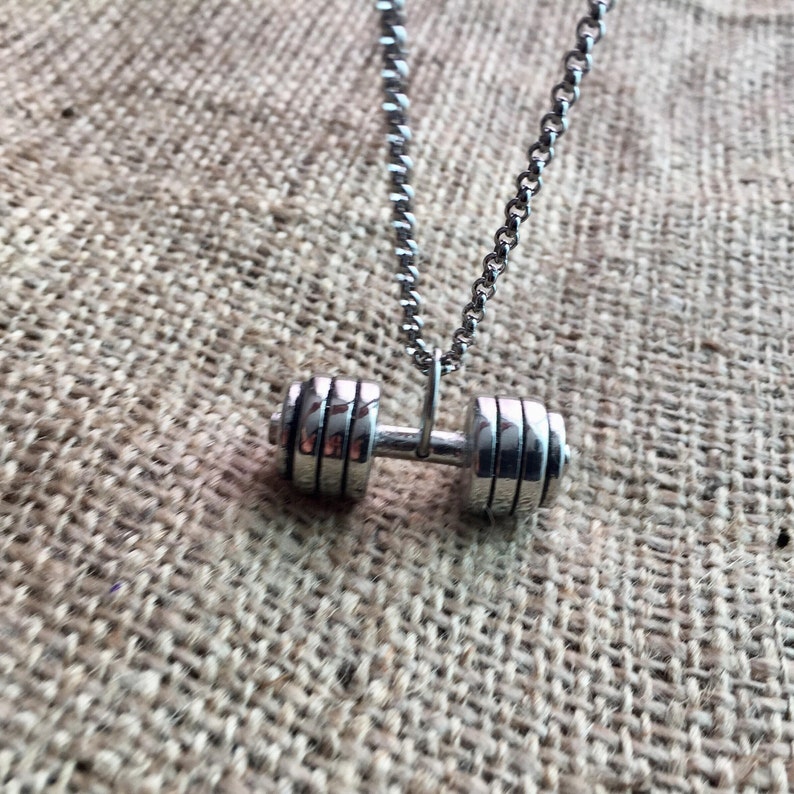 Gym Jewelry, Dumbbell Necklace, Fitness Jewelry, Crossfit Pendant ...