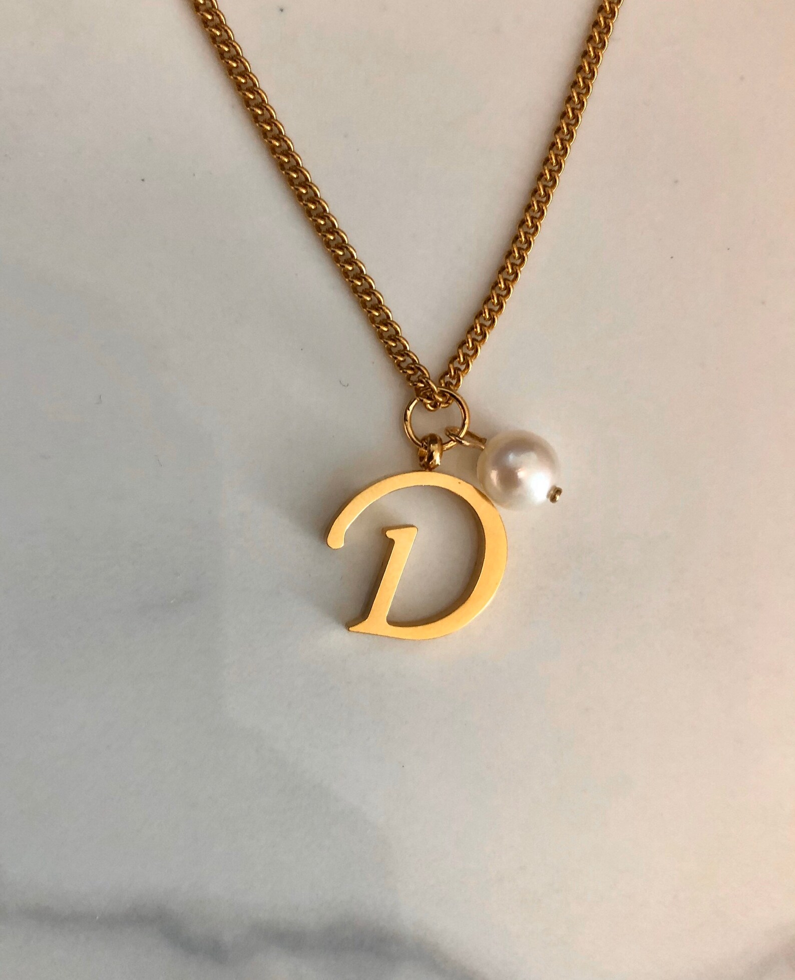 Gold Monogram Necklace Letter D Name Necklace Letter - Etsy
