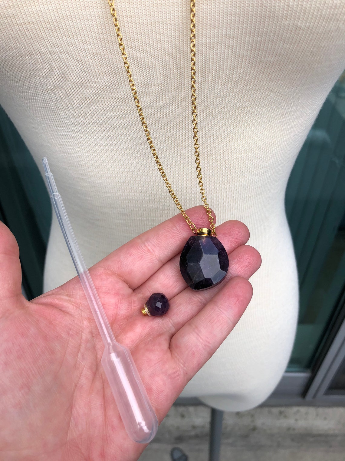 Collar de perfume de amatista botella de perfume collar de - Etsy España