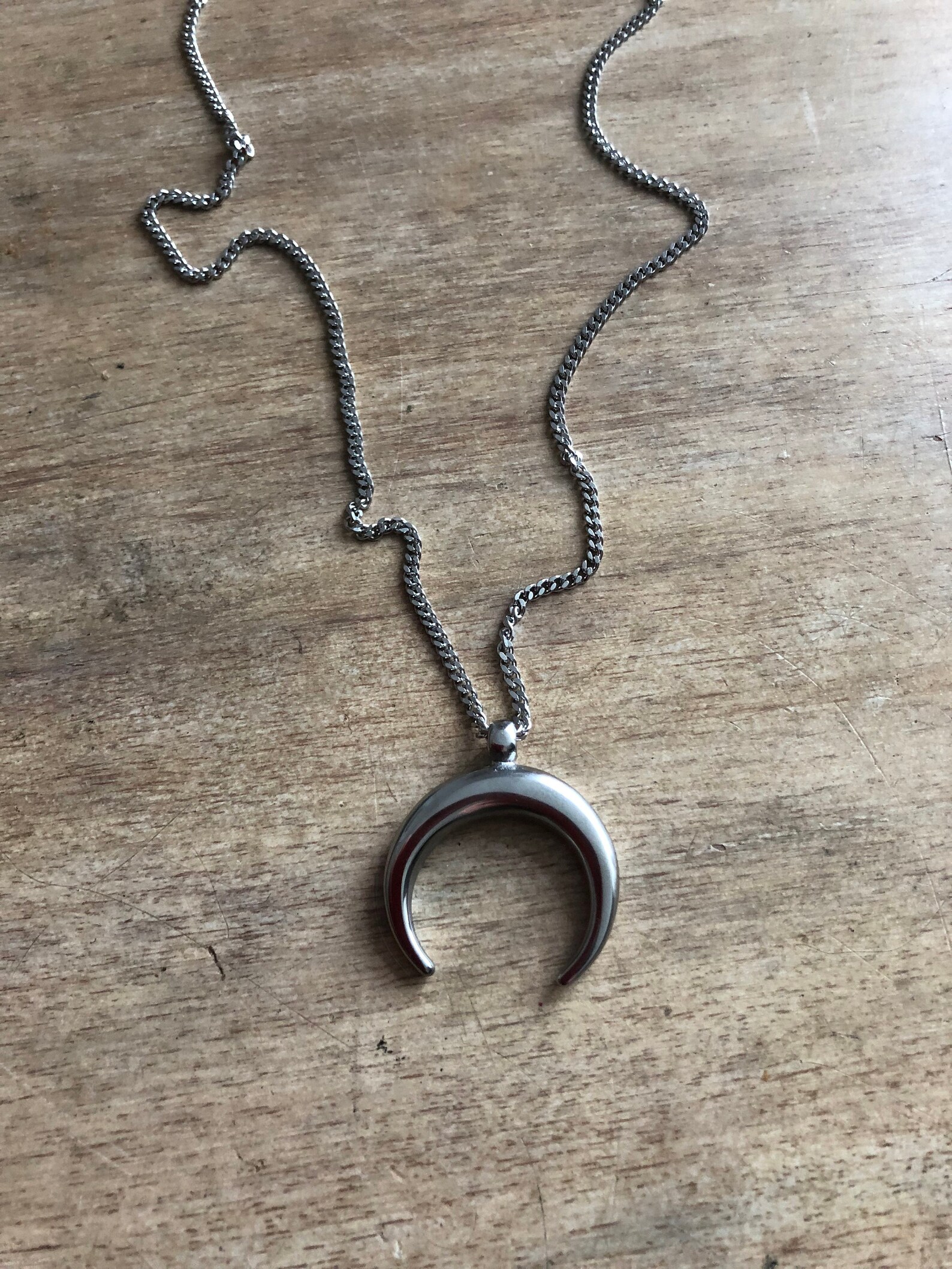 Crescent Moon, Horn Pendant, Men's Jewelry, Double Horn, Moon Charm ...